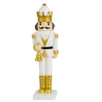 Riffelmacher & Weinberger Riffelmacher Deko-Nussknacker Figur - Wei&szlig;-Gold, 22 cm - Klassische Weihnachtsdeko im modernen Look - F&uuml;r Tisch, Fensterbank & Regal - 19255