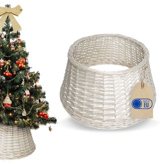 Creative Home Weihnachtsbaum Rock Weide | Kragen Korb &Oslash; 46cm x H 24cm | Wei&szlig; Christbaumdecke Christbaumst&auml;nder Abdeckung Tannenbaum Umrandung f&uuml;r Weihnachtsbaumst&auml;n