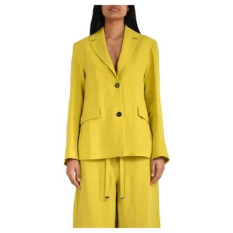Max Mara Leinen-Canvas-Blazer - - Jackets - Damen - Gelb - 2XS