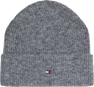 Tommy Hilfiger Bonnet Femme Essential Flag Fuzzy Beanie avec Logo, Gris (Mid Grey Melange), Taille Unique