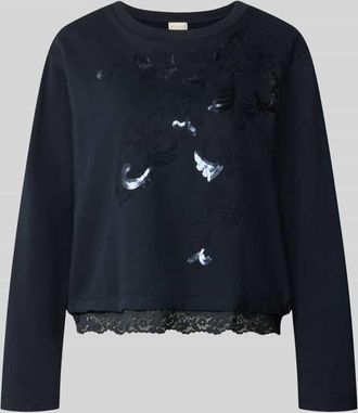 Milano Regular Fit Longsleeve aus Baumwoll-Mix mit Spitzenbesatz