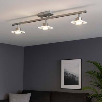 ETC Shop Spot de plafond spot strip plafonnier dimmable plafonnier LED salon, variateur 4 niveaux, spots mobiles, acier acrylique, 3x 5,5W 3x 350lm blanc