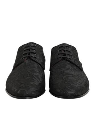 Dolce & Gabbana Black Floral Brocade Derby Shoe - Black