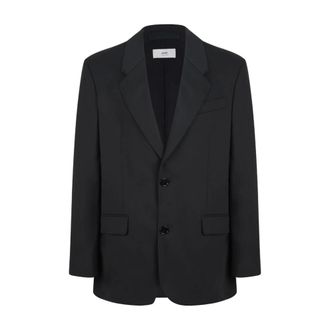 Ami Homme, Vestes, Noir, Taille: M Veste en laine &agrave; simple boutonnage