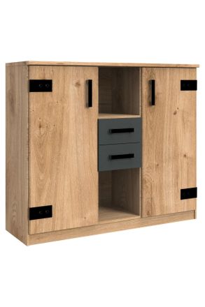 MID.YOU Mid.you Kommode Wimex Liverpool, Graphit, Eiche, Holzwerkstoff, 4 Fächer, 2 Schubladen, 124x105x41 cm, Typenauswahl, Beimöbel erhältlich, Wohnzimmer, 