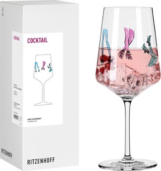 Ritzenhoff 8115005 Cocktail-Glas 600 ml, Serie Fashion mit Kleider-Model Motiv bunt - Made in Germany