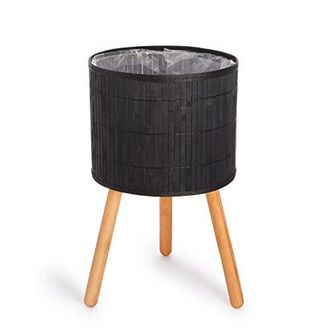 Paco Home Pot De Fleurs Cache-Pot De Plantes Grand Bac Intérieur Osier Tressé Bois, Couleur:Noir, Sets:2pcs Set/Design 4