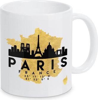 artboxONE Tasse Paris France Skyline MAP Art von Emiliano Deificus - Kaffeetasse Städte