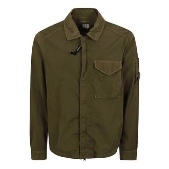 C.P. Company C.p. Company, Homme, Vestes, Vert, Taille: L Chrome-R Zipped Lens Overshirt