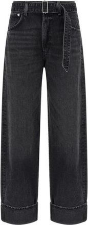 A Gold E Jean large taille haute cropped - Femme - Jeans - Noir - Taille: W26