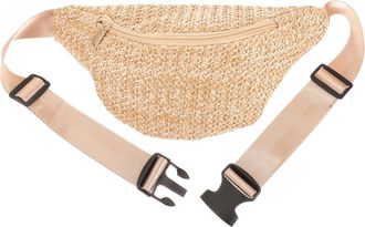 Valiclud Bauchtasche aus Stroh mit Kunstleder Details Kleine Gewebte H&uuml;fttasche f&uuml;r Outdoor Aktivit&auml;ten und Sommerurlaub mit Viel Stauraum