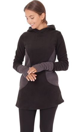 Purewonder Damen Pullover Kapuzenpullover-Kleid aus Fleece dr12 Grau XXL