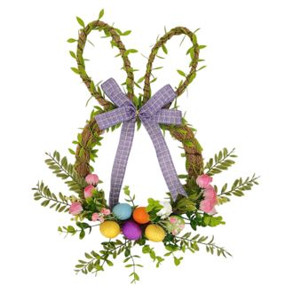 Generic Fr&uuml;hling Weihnachtskranz - K&uuml;nstliche gr&uuml;ne Ostern T&uuml;rdekoration, Kaninchenbandakzent, Lebhaftes Buntes Ei-Design, Festliche Dekoration F&uuml;r Innen- und