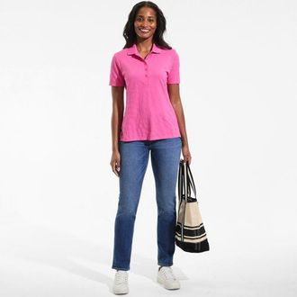 Lands End Piqu&eacute;-Poloshirt, Damen, Gr&ouml;&szlig;e:44-46 petite, Pink, Baumwolle, by Lands End