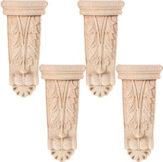 Amosfun 4 St&uuml;ck Geschnitzte Holzkonsolen Aus Massivholz R&ouml;mische S&auml;ulen Design Holzapplikationen F&uuml;r M&ouml;bel Und Wanddekoration