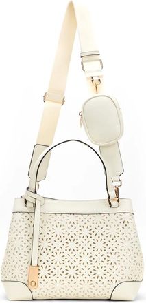 Oltre Femme, Sacs, Blanc, Taille: ONE Size Sac tonneau perfor&eacute; avec pochette