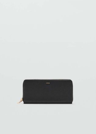 Mango Portefeuille effet saffiano noir - Femme - Taille unique - MANGO