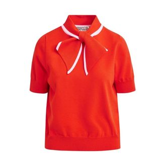 Essentiel Femme, Blouses et Chemises, Rouge, Taille: 38 FR Jonda Contrast Collar Polo