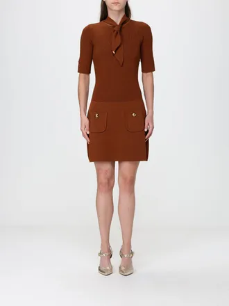 Elisabetta Franchi Mini-robe en maille avec col lavalli&egrave;re et poches