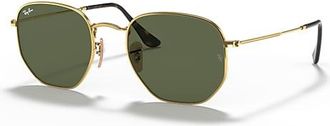 Ray-Ban Hexagonal Flat Lenses Sonnenbrillen Arista Gold Fassung Grün Glas 48-21