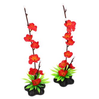 Cabilock 2 St&uuml;ck K&uuml;nstliche Sashimi Bl&uuml;ten Dekoration f&uuml;r Sushi Teller Japanische Fake Flower Verzierung Rote Blossom Essensdeko f&uuml;r Ansprechende Plattenpr&auml;sen