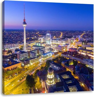Pixxprint Berlin City Panorama, Größe: 40x40 bild, Leinwandbild Quadratisch, Wandbild, Kunstdruck, fertig bespannt