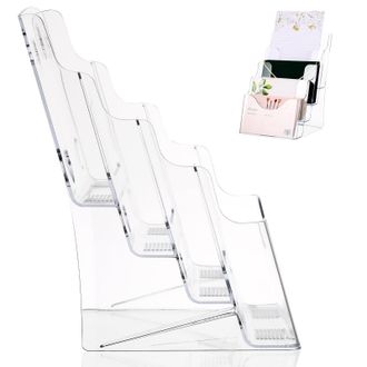 BESTONZON SAFIGLE Acryl Transparenter Dokumentenhalter Ständer für Broschüren und Magazine Glasklares Design Stabiler Desktop Organizer für Büro und Zuhause Pla