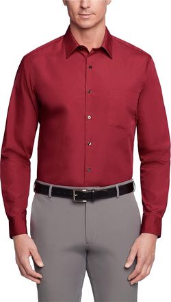 Van Heusen Herren Popeline, Normale Passform, Fester Spitzkragen Klassisches Hemd, Magenta, 18.5 Hals 36-37 Ärmel