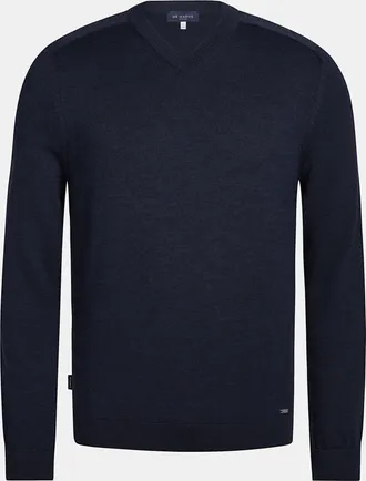 MR MARVIS Mr Marvis Pullover The Merino V-Neck blau