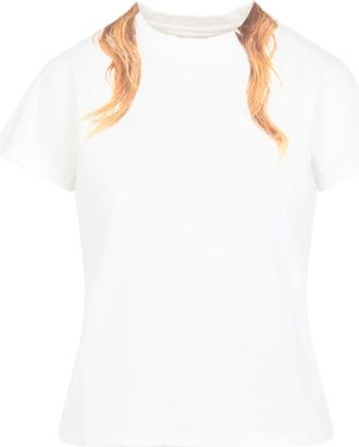 Maison Margiela Femme, Tops, Blanc, Taille: 40 FR T-Shirt en Coton &Eacute;cru