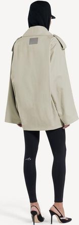 Balenciaga Double-Breasted Cotton Blend Trench Coat - Beige