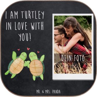 Mr. & Mrs. Panda Personalisierter Foto Untersetzer Schildkr&ouml;ten Paar - Geschenk, f&uuml;r Frauen, Freundin, Hochzeitstag, Valentinstag, M&auml;nner, Freund