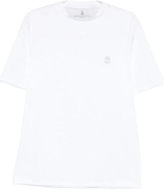 Brunello Cucinelli Homme, Tops, Blanc, Taille: XL T-Shirt Ras du Cou