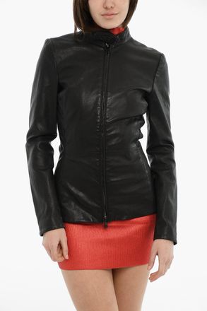 Diesel Leather Jacket L-SORY-N1 With Zips On Sleeves Diesel