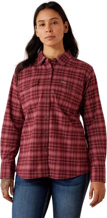 Ariat Womens Rebar Flannel DuraStretch Work Shirt Long Sleeve in Windsor Wine Cotton, Size X-Large, by Ariat