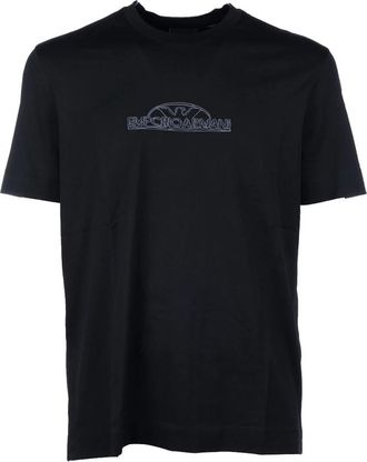 Emporio Armani Homme, Tops, Noir, Taille: XL T-shirt &agrave; col rond avec logo brod&eacute;