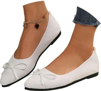 Generico Ballerines d&eacute;t&eacute; en cuir pour femme, chaussures plates, pour f&ecirc;te, confortables, pour la mi-saison, sans lacets, respirantes, douces, A11 Blanc, 43 EU