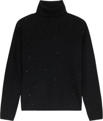 Oltre Femme, Pulls, Noir, Taille: 38 FR Pull Col Roul&eacute; avec Sequins