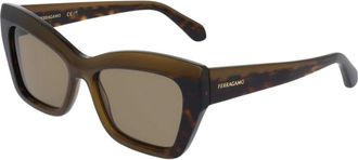 Ferragamo Femme, Accessoires, Vert, Taille: 54 MM Lunettes de soleil papillon