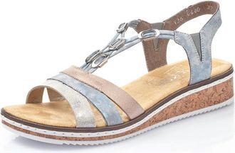 Rieker Damen Pantoletten V36G4, Frauen Slipper,Gartenschuhe,Sommerschuhe,sommerclogs,Schlupfschuhe,schluepfschuhe,Mules,blau Kombi (40),40 EU / 6.5 UK