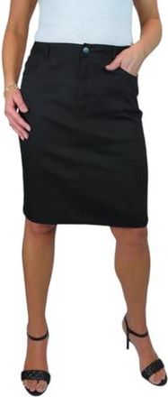 Paulo Due Jupe Crayon Style Jean Stretch en Coton &Eacute;pais pour Femme Noir 38-48 (44)