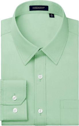 Hisdern Herren Hemd Langarm Formelle Hemd Businesshemden Freizeithemden Langarmhemd Regular Fit Freizeithemd Hemden Hellgr&uuml;n 3XL