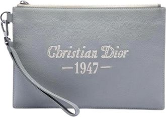 Dior Pre-owned Vintage Leather Clutch - Femme - Pre-owned - Gris - Taille: ONE Size