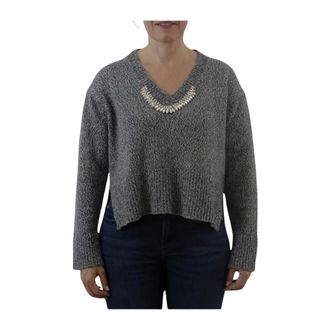 Brand Unique Femme, Pulls, Gris, Taille: 38 FR Buw24021 Pull V
