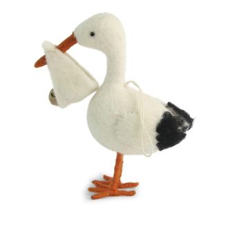 Én Gry & Sif En Gry & SIF - 12228 - Baumanhänger, Storch mit Baby, Filz, 14cm, Handarbeit