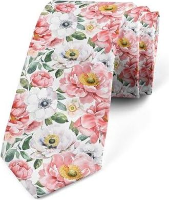 Generic Cravate Roses Vert Blanc Jaune Classique Tie R&eacute;glable Cravate Pour Hommes Pour C&eacute;l&eacute;brations Mariage Travail