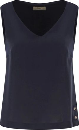Herno Top &agrave; col en V avec boutons lat&eacute;raux - Femme - Tops - Bleu - Taille: 36 FR