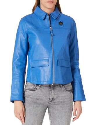 Blauer Damen Pelle Capo Spalla Sfoderato Lederjacke, 801 hellblau Saphirblau, XL