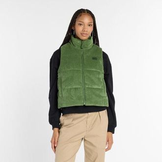 New Balance Femme Wide Wale Corduroy Vest en Vert, Poly Knit, Taille XL