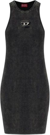 Diesel Femme, Robes, Noir, Taille: 40 FR Mini-robe asym&eacute;trique en maille c&ocirc;tel&eacute;e